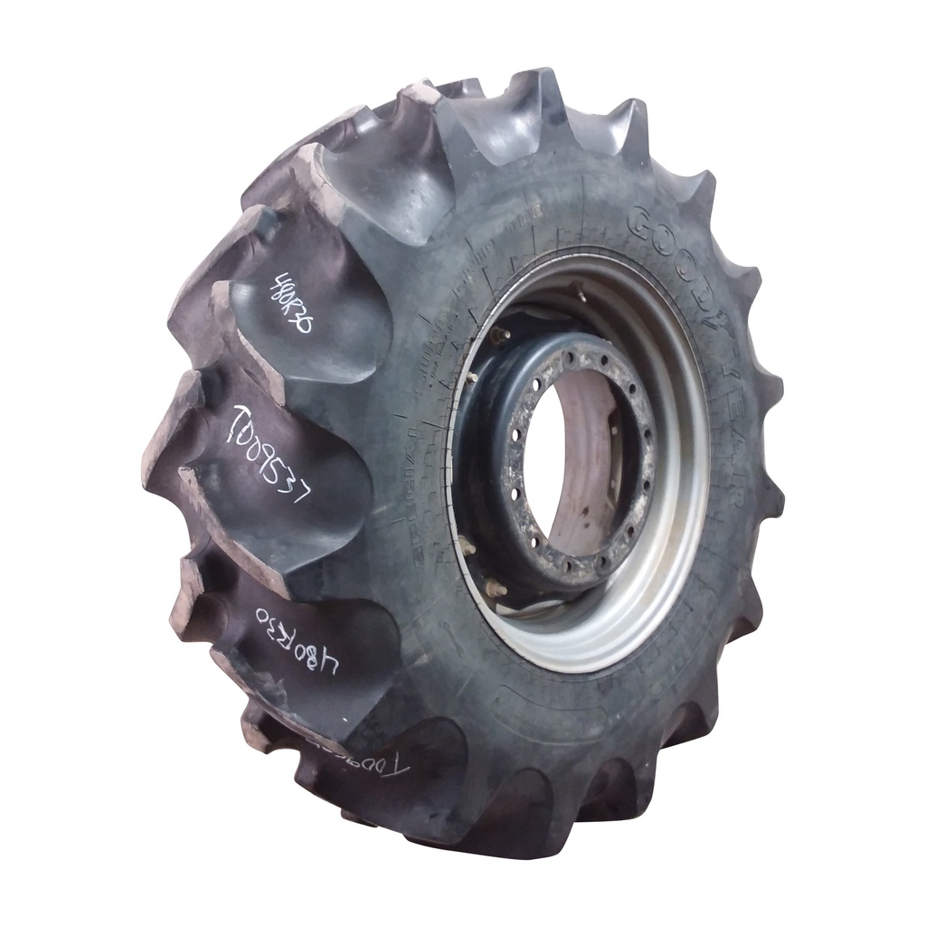 USED 480/85R30 Goodyear Farm Special Sure Grip Radial TD8 R-2 on Case IH Silver Mist/Black 12 ...