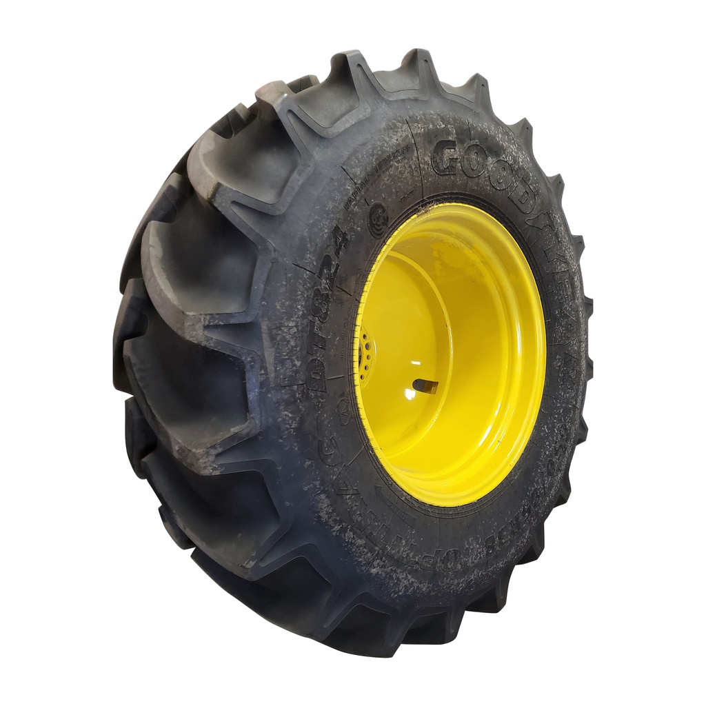 650/85R38 Goodyear Farm DT824 Optitrac R-1W on John Deere Yellow 20-Hole Dolly Dual 95% | NTS ...