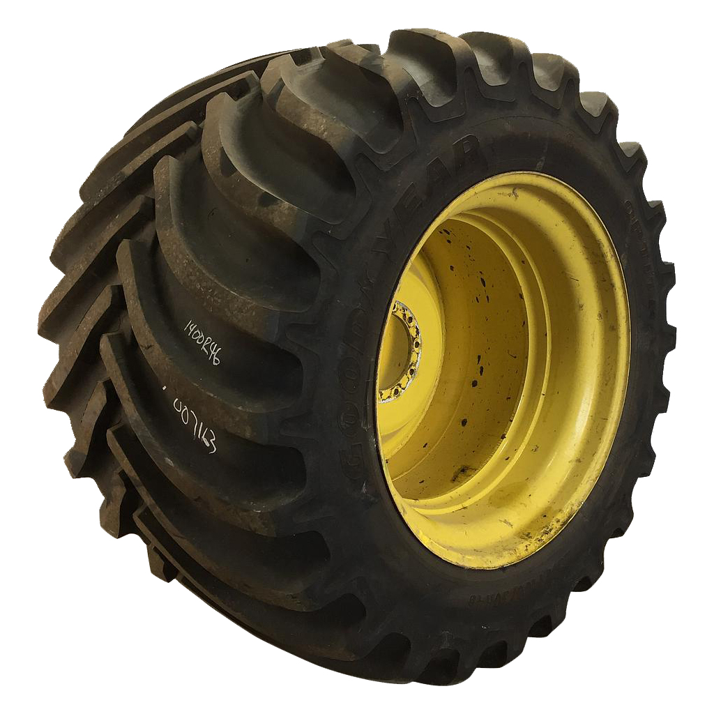 LSW 1400/30R46 Goodyear Farm Optitrac R-1W on John Deere Yellow 10-Hole ...
